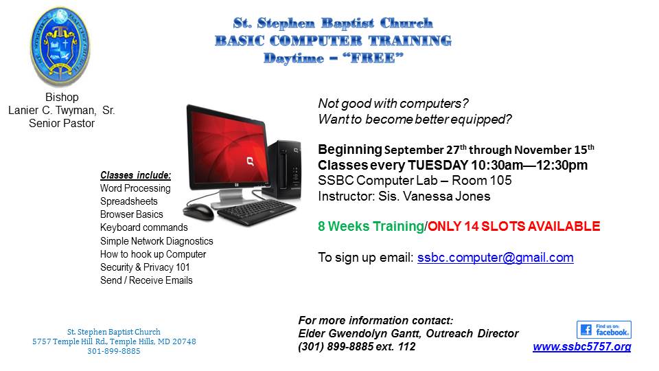 Basic Computer Training | Camp Springs Civic Association