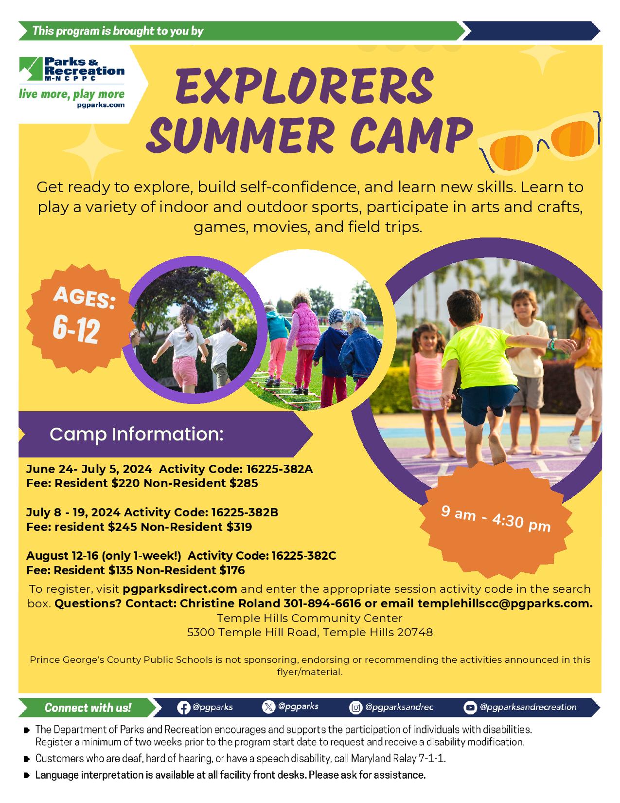 Temple Hills Community Center Summer Camps | Camp Springs Civic Association